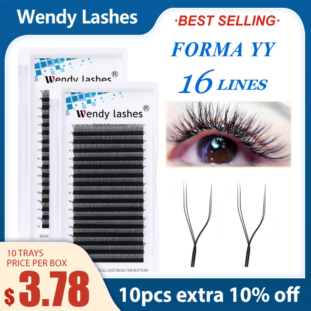 16 Lines Yy Shape Eyelash Extensions Faux Mink Double Tip Eyelashes ...
