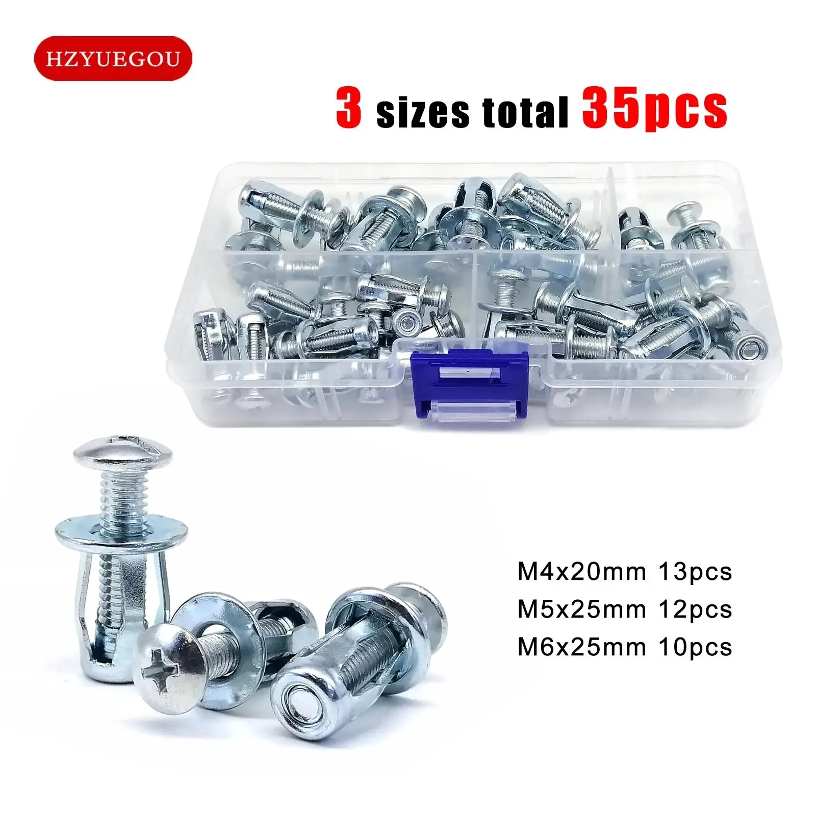 35pcs/box Jack Nut Expansion Rivets Nut Screw Bolt Mix M4 M5 M6 Kit for ...