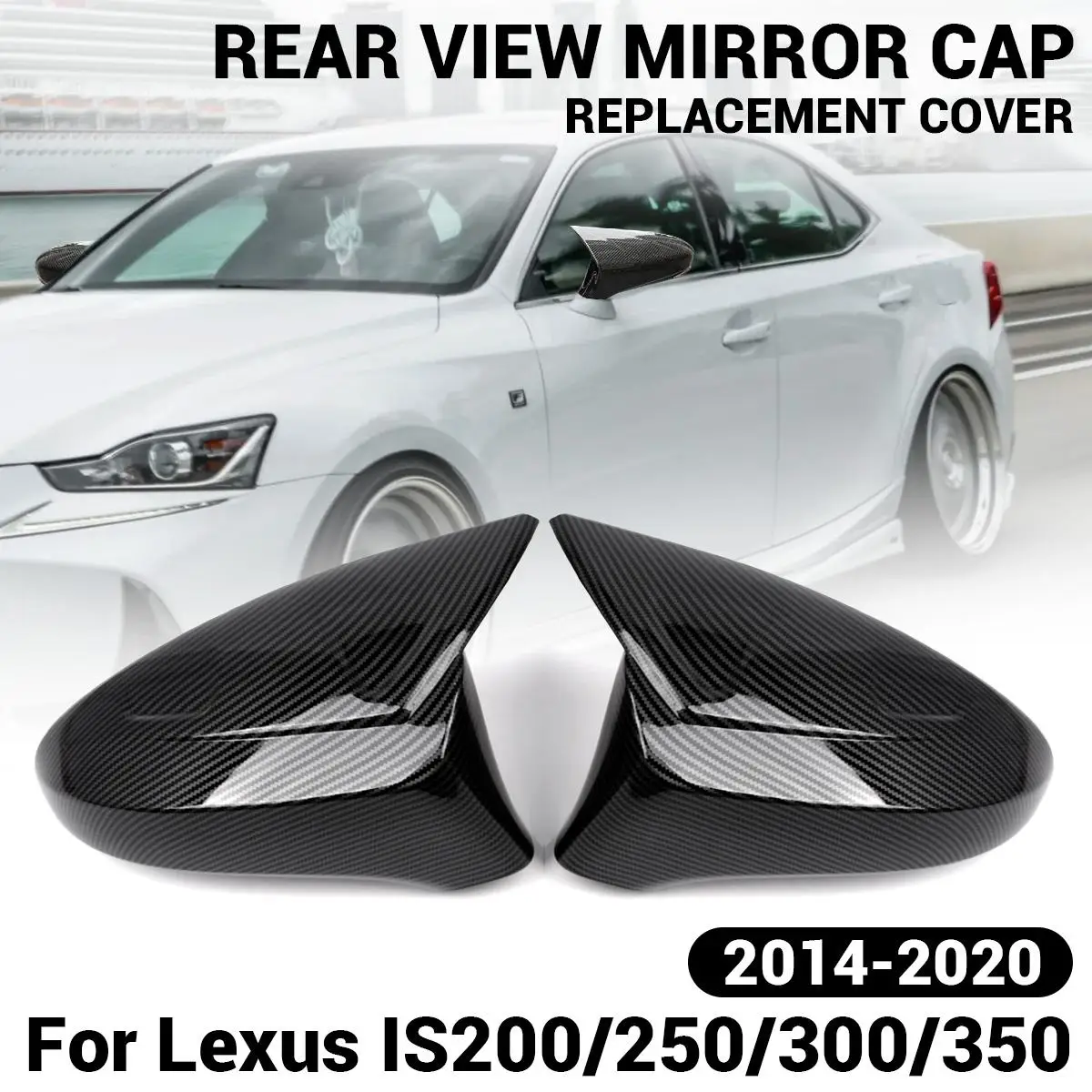 Pair-Rearview-Mirror-Cover-Wing-Side-Mirror-Cap-For-Lexus-IS200-250-300 ...