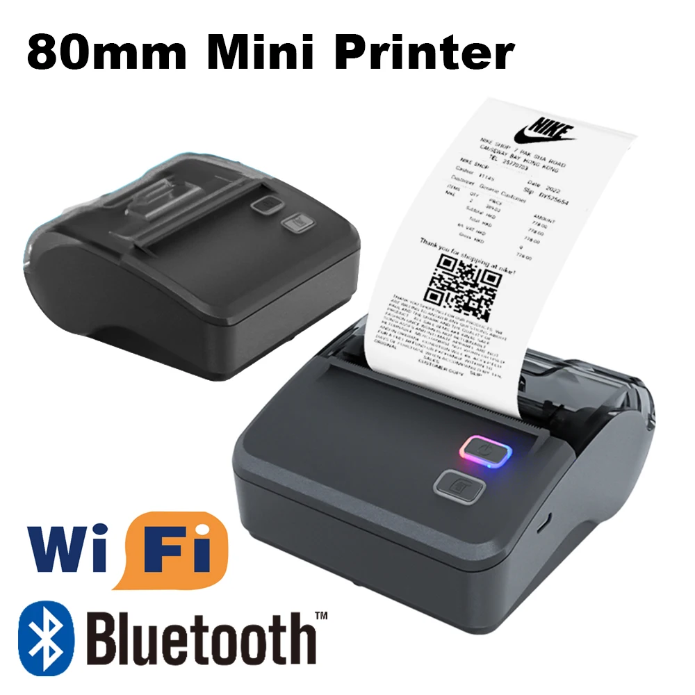 Newest WiFi Bluetooth 3" 80mm Mini Thermal Printer Wireless Portable Receipt Printer Support PC ...