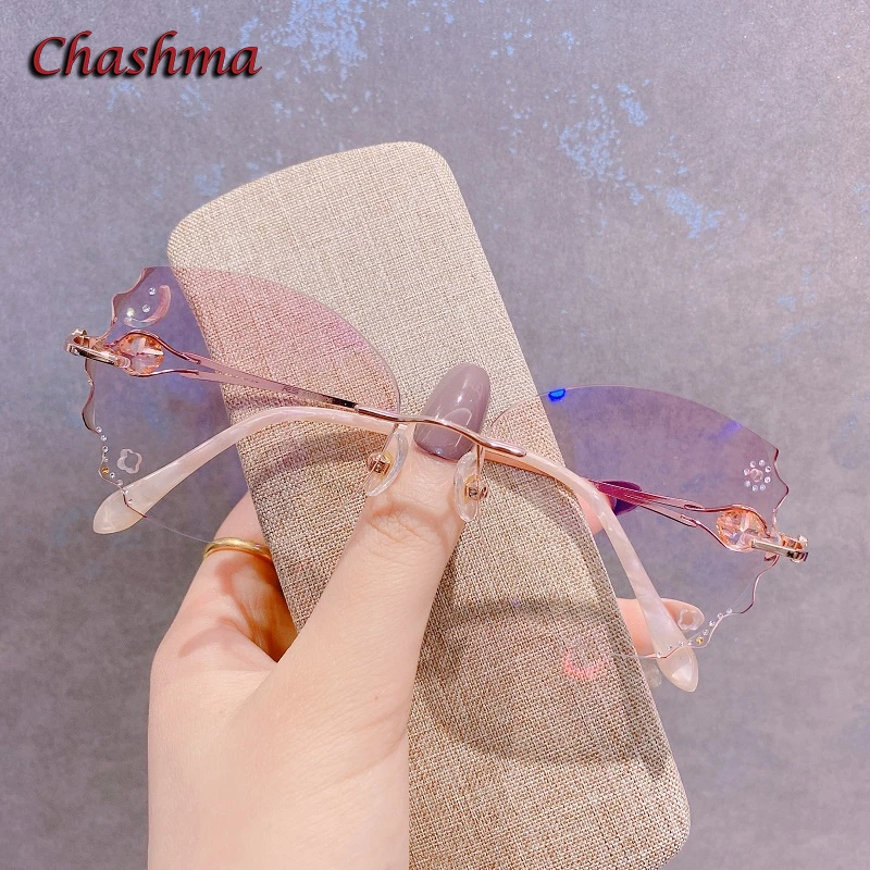 Chashma Lady Luxury Eyeglass Transparent Colored Lenses Titanium Frame ...