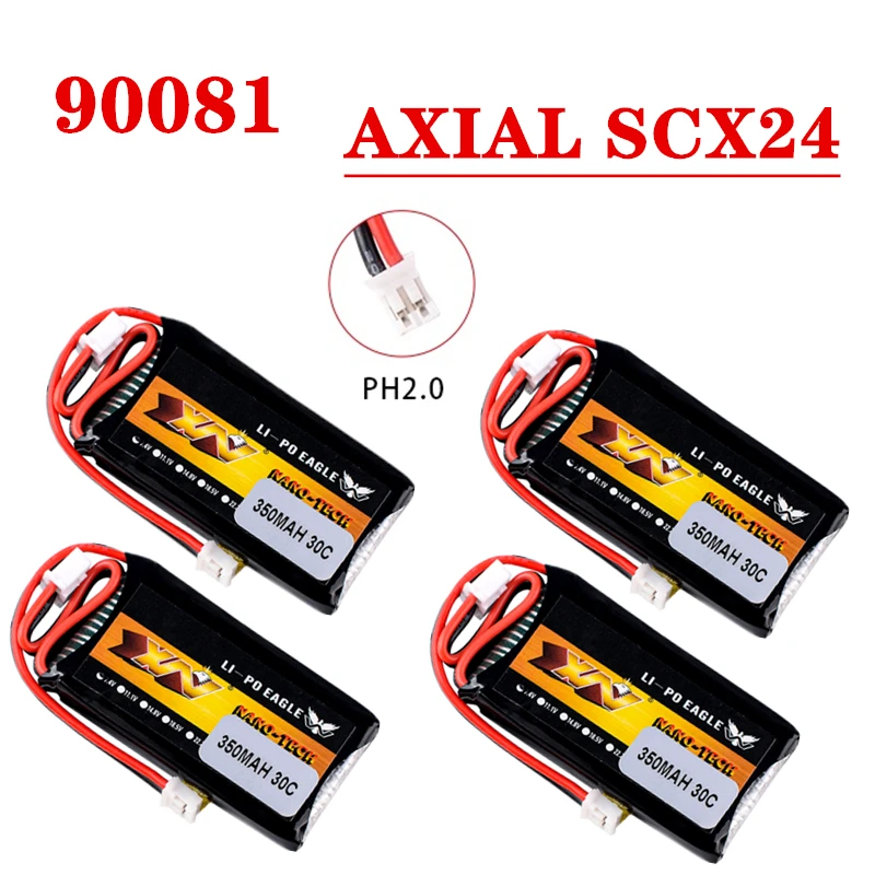 Lipo Battery 7.4v 350mah 2s | 2s 7.4v 350mah 30c Lipo | Axial Scx24 ...