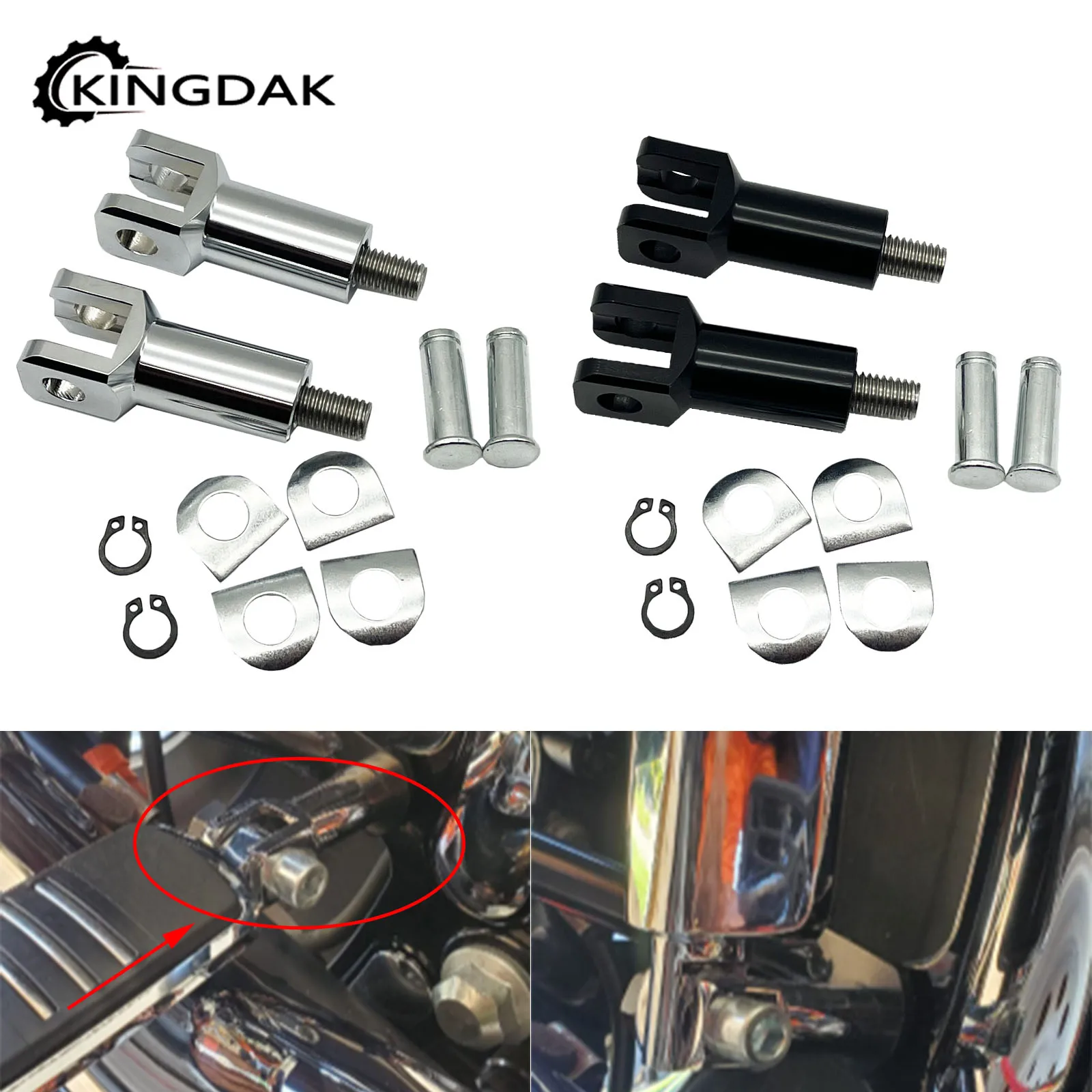 Motorcycle Passenger Foot Pegs Support Mount 2.25" Footrest Clevis Kit ...