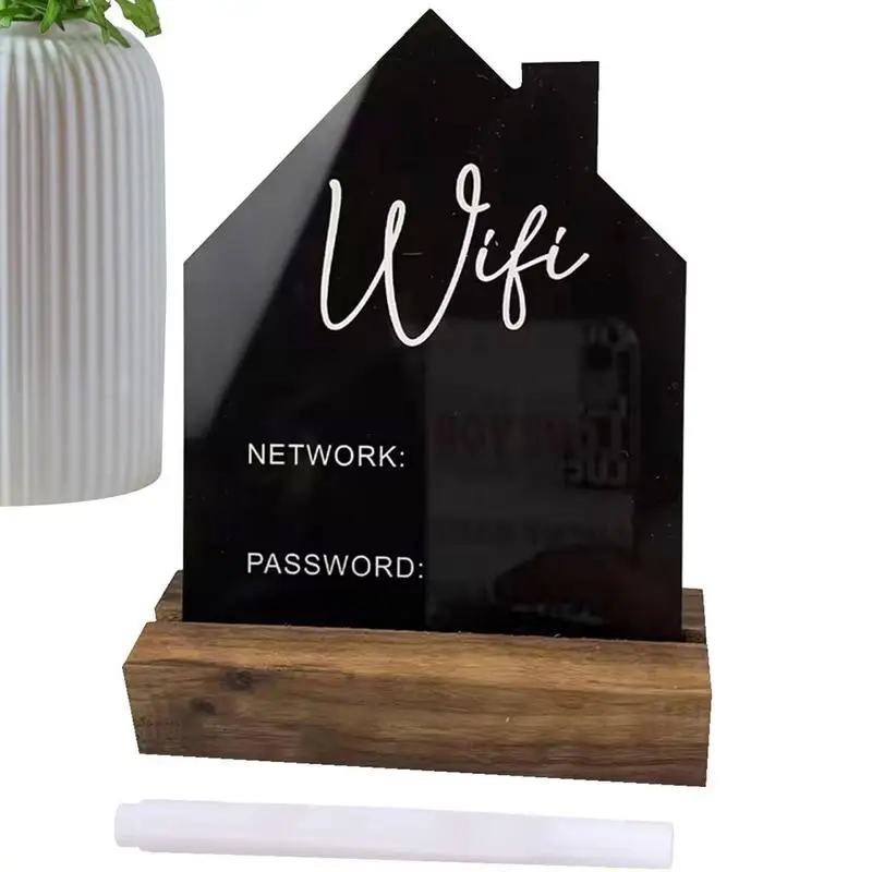 Acrylic Wifi Sign Network Password Display Stand With Erasable Pen ...