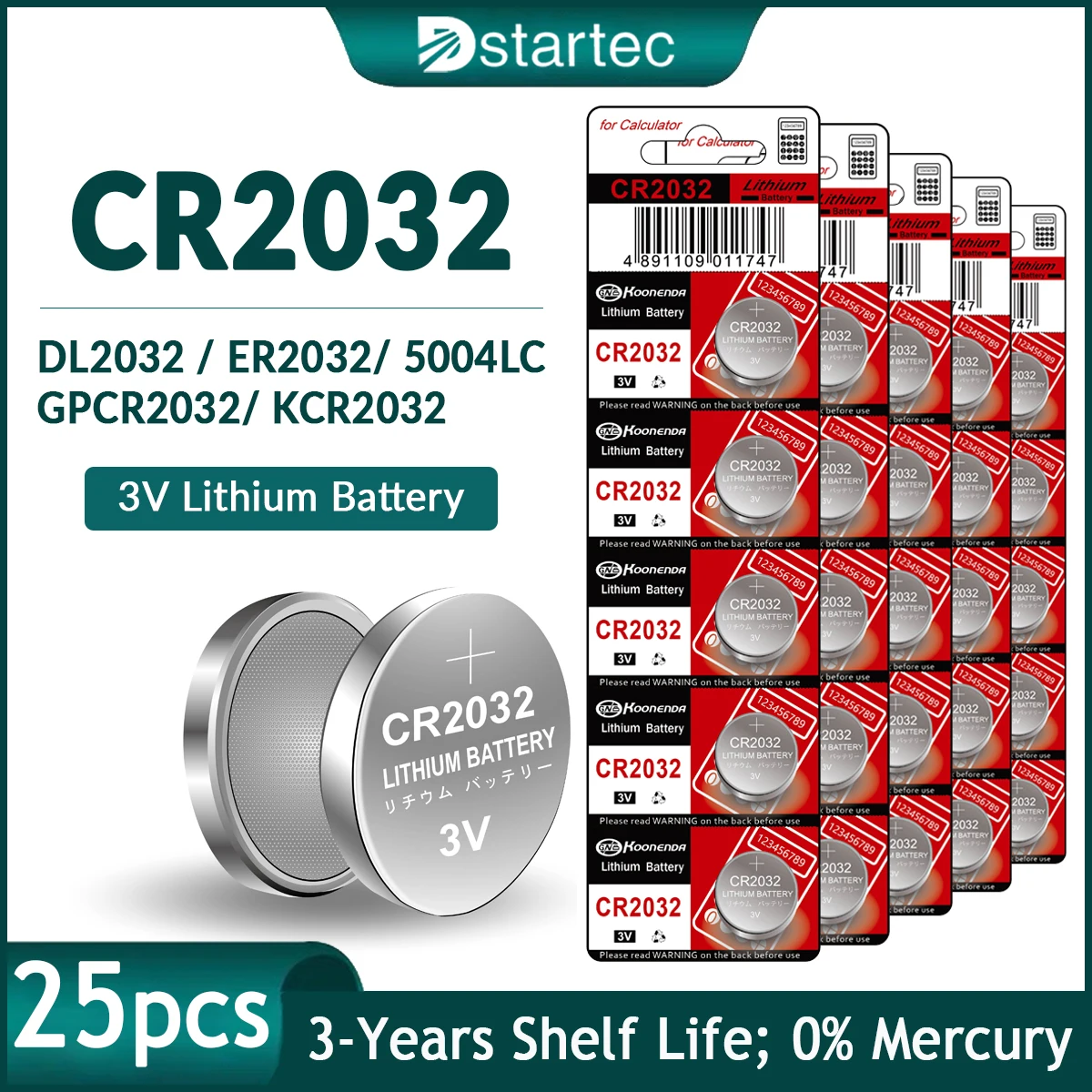25PCS Koonenda CR2032 3V Lithium Battery DL2032 CR 2032 Button Battery For Watch Toy Remote ...