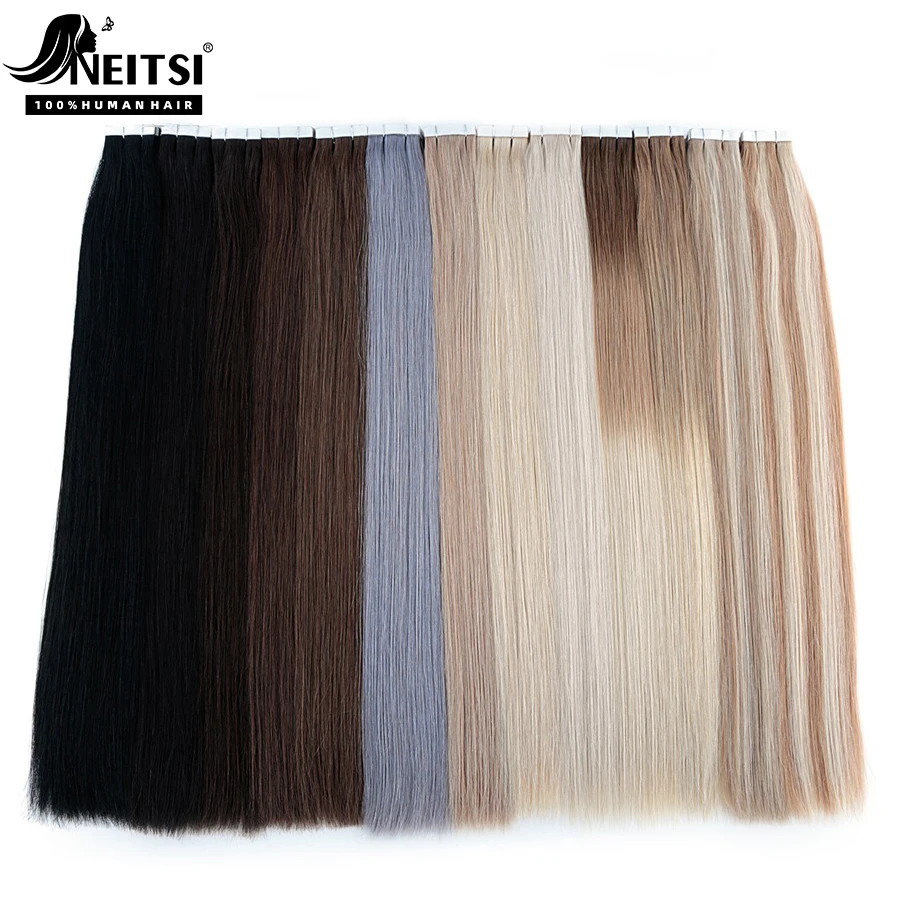 Neitsi Double Drawn Natural Hair Extensions Cuticle Remy Tape In Human ...