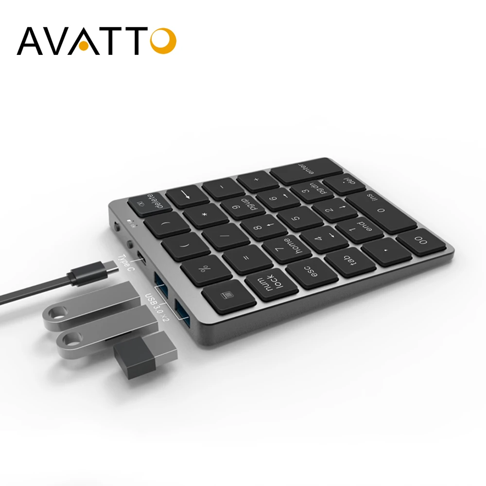 Avatto Aluminum Alloy 28 Keys Bluetooth Wireless Numeric Keypad With ...