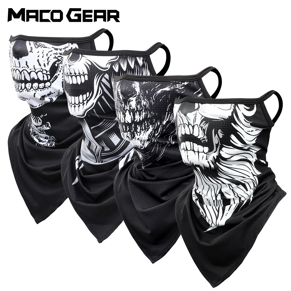 Men Summer Skull Bandana Hanging Ear Triangle Face Mask Cycling Hunting ...