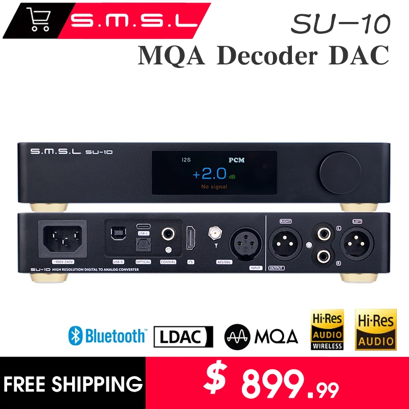 Smsl SU10 디지털 디코더 Dac 오디오 Hifi 듀얼 Es9038pro MQA USB 음악 32bit 768khz ...