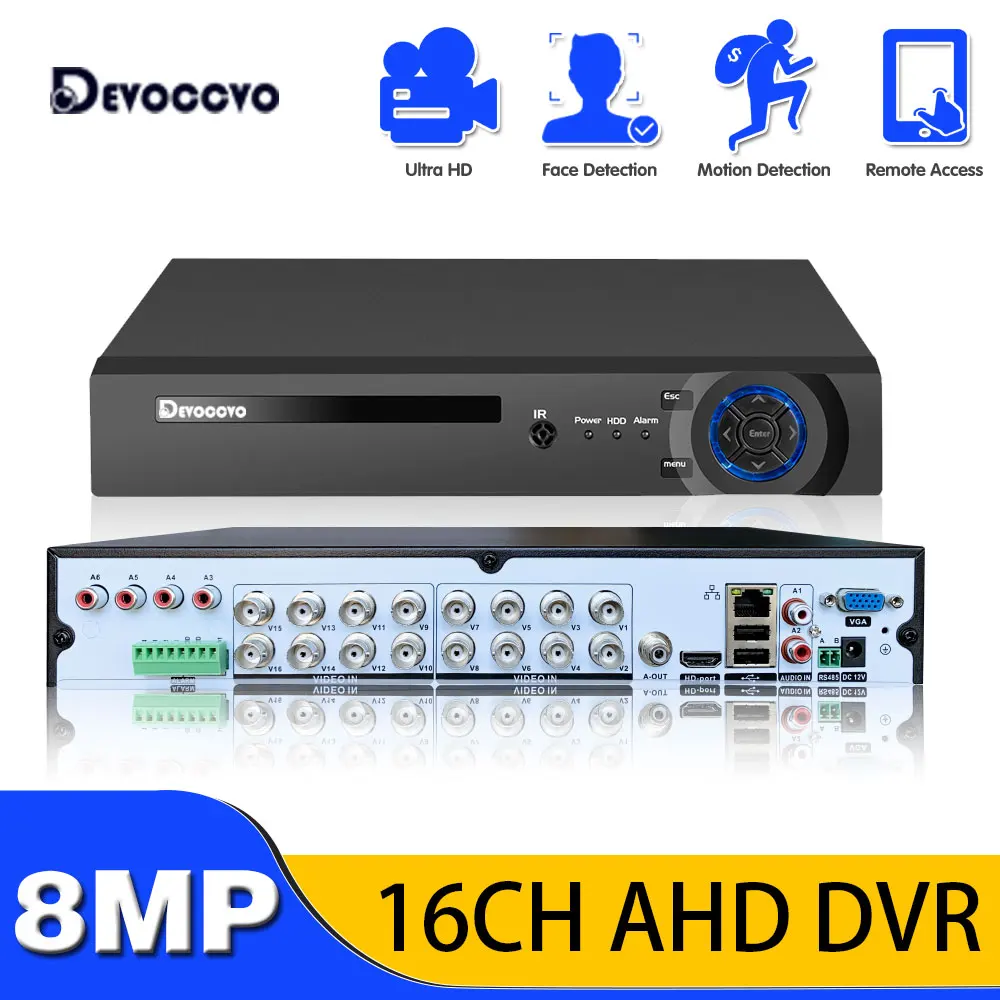 16 Channel AHD DVR Security System 8MP XMEYE Face detection 6 in 1 Hybrid DVR Surveillance 4K ...