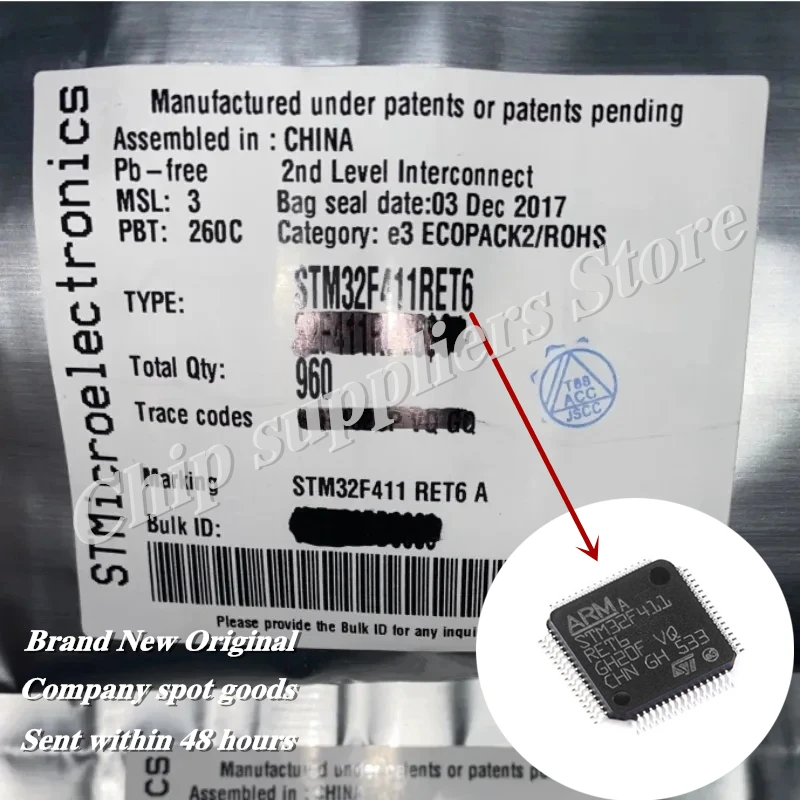 1PCS-LOT-STM32F411RET6TR-STM32F411RET6-STM32F411RE-STM32F411-LQFP64-Microcontroller-Chipset ...