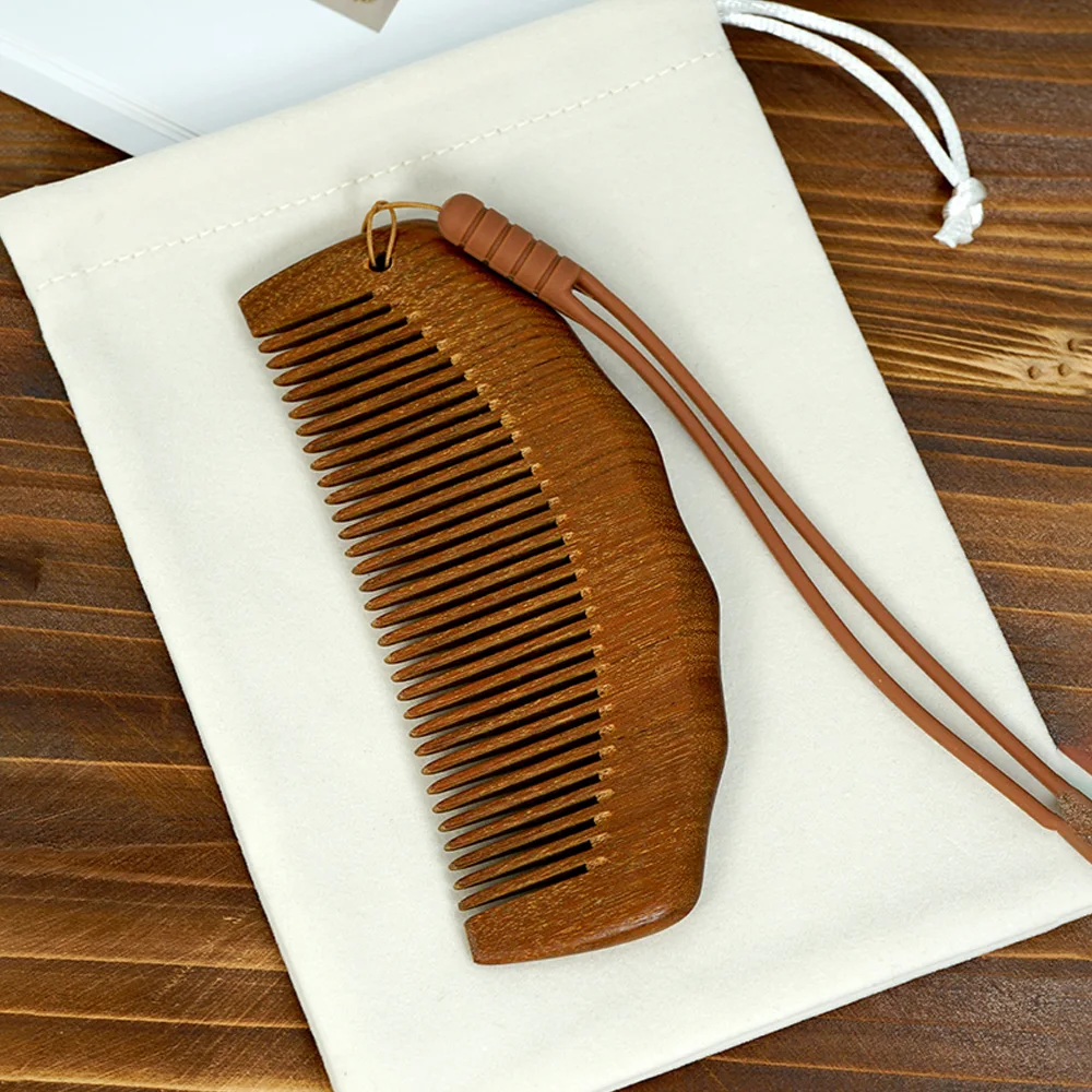 Natural Woden Comb Scalp Massage Combs Women Hair Comb With Lanyard and ...
