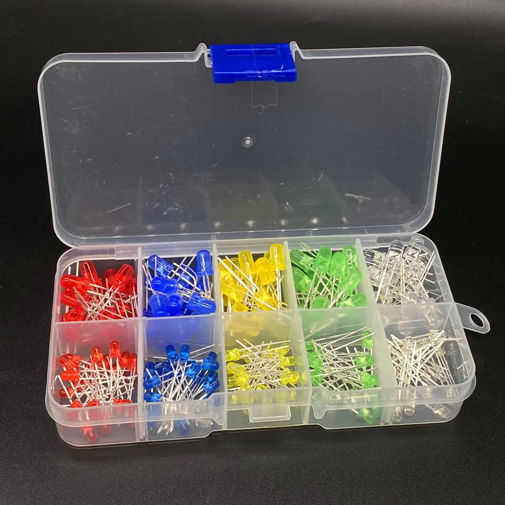 100pcs-200pcs-3mm-5mm-LED-Diode-Assorted-Kit-White-Green-Red-Blue ...