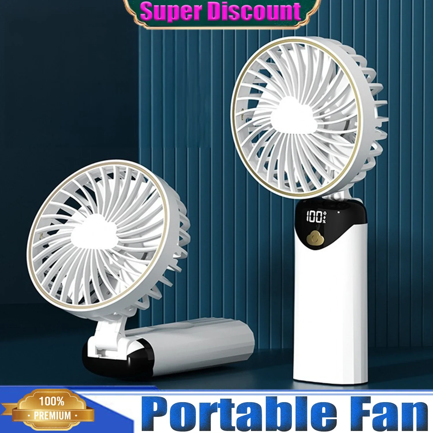 Handheld-Fan-Electric-Portable-Handheld-Rechargeable-5-Speeds-Setting ...