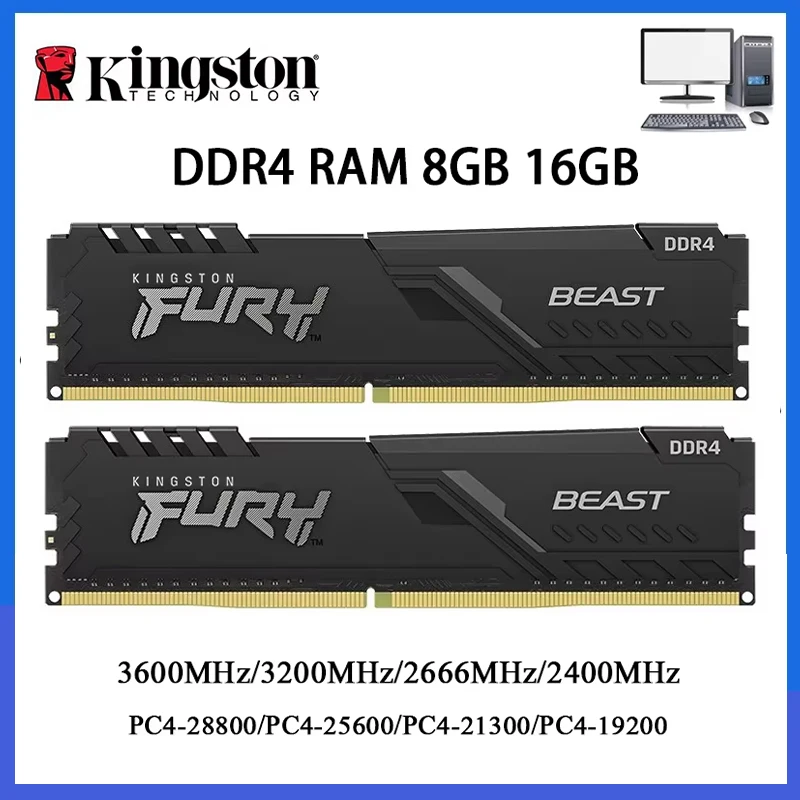 Kingston BEAST DDR4 RAM 3200MHz 2666MHz 3600 2400MHz 8GB 16GB 4GB Gaming Desktop Memory PC4 ...