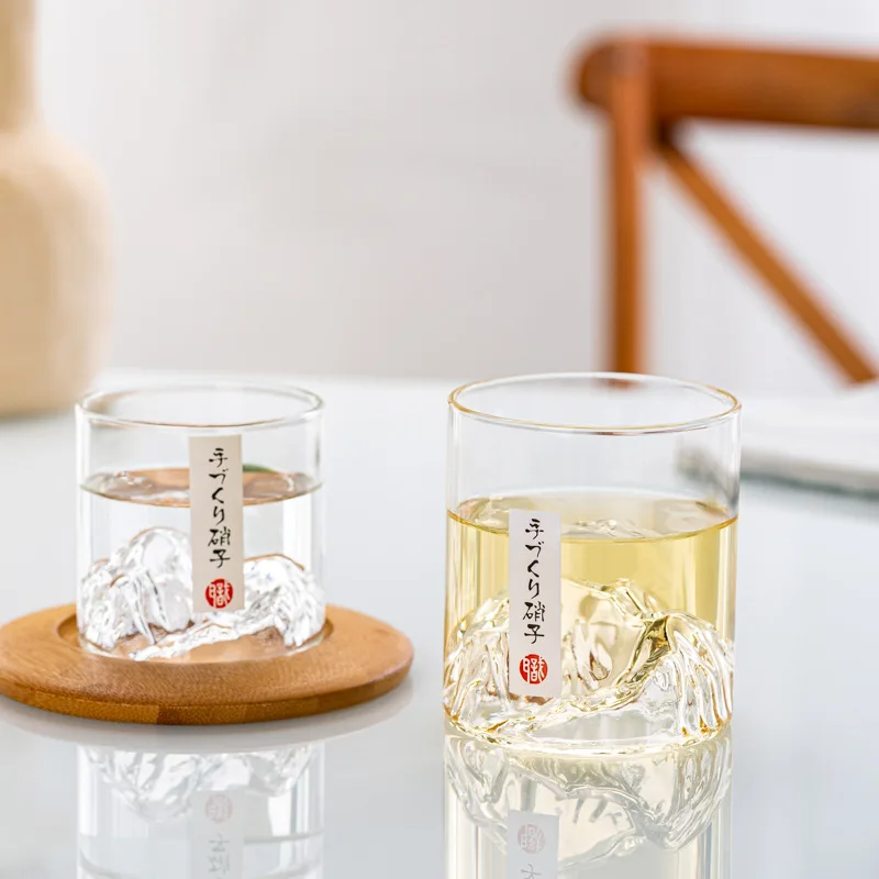 Copa de Whisky japonesa de montañas 3D, vaso de madera de roca de ...
