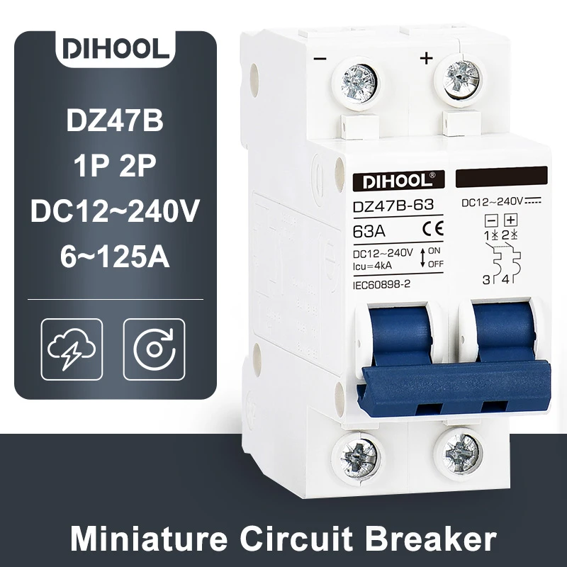 Dc 12v 24v 48v 72v Mcb Battery Mini Circuit Breaker 16a 25a 32a 63a ...