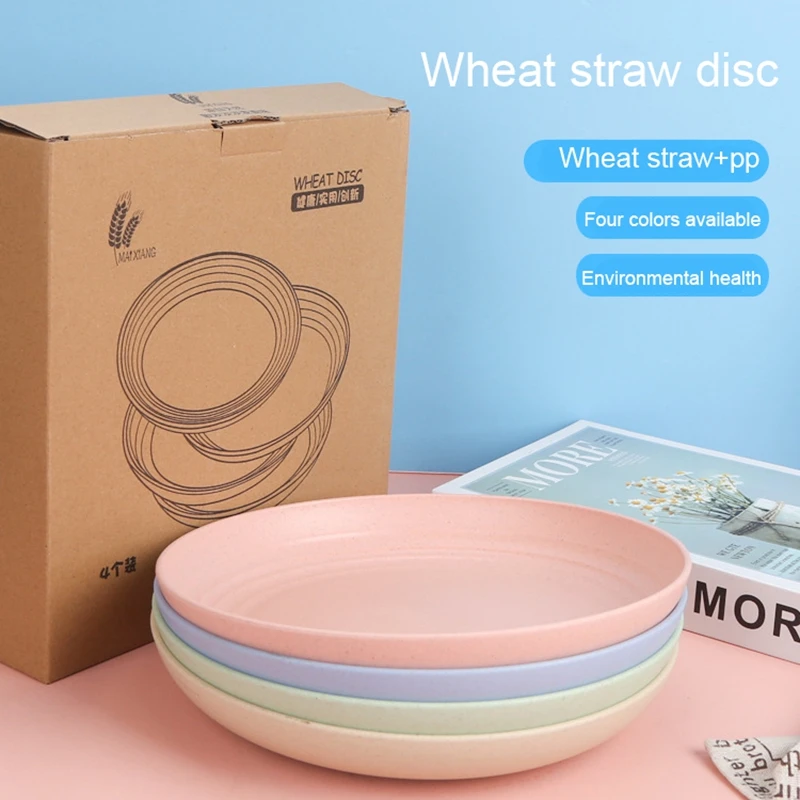 4Pcs-Dinner-Dishes-Wheat-Straw-Dinner-Plates-Set-Eco-Friendly-Full ...