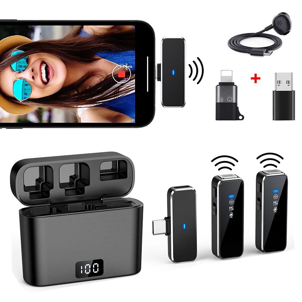 Lavalier-Wireless-Microphone-Mini-Radio-Microphone-LCD-Display-with ...