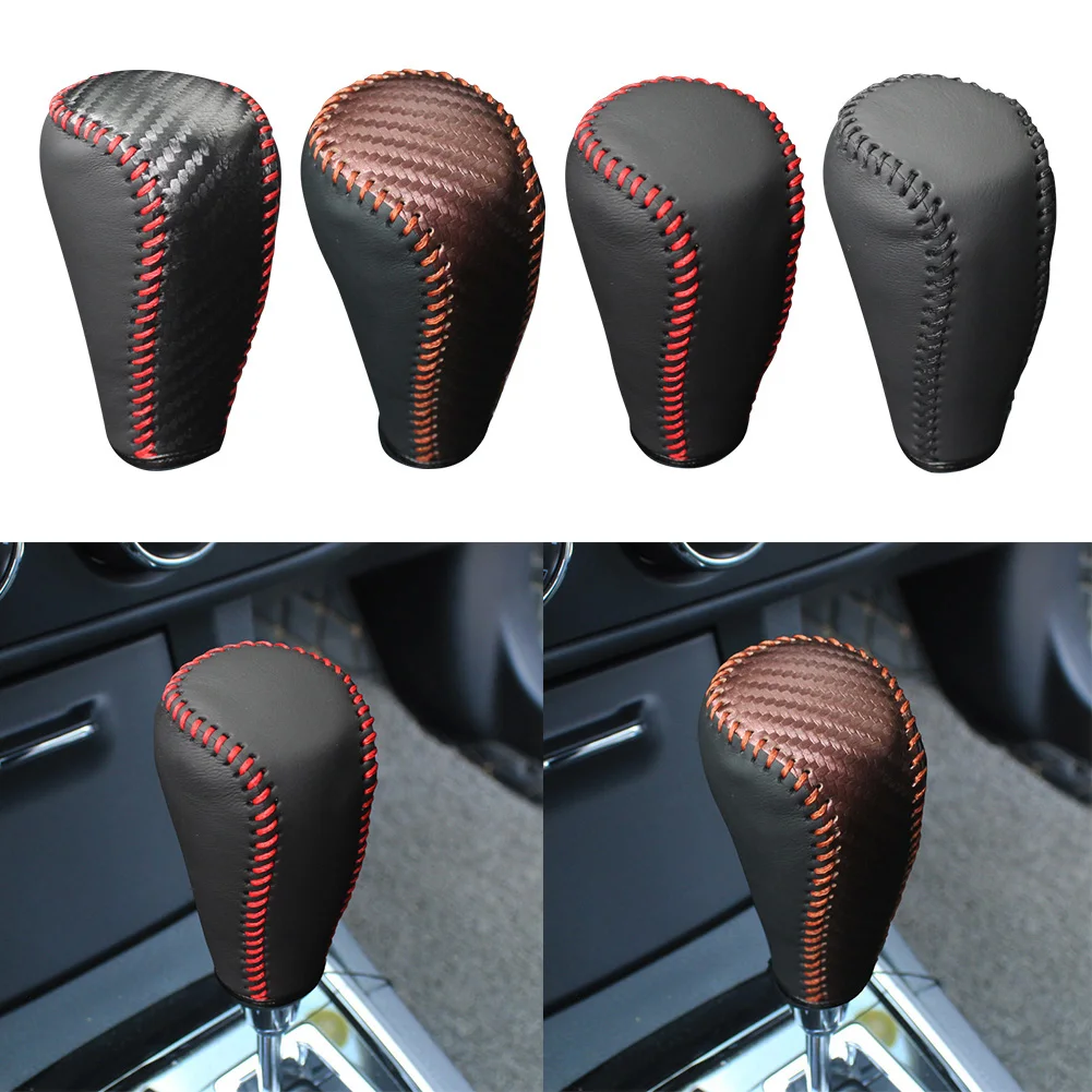 Car-PU-Leather-Gear-Shift-Knob-Cover-Gear-Shift-Non-Slip-Grip-Handle ...