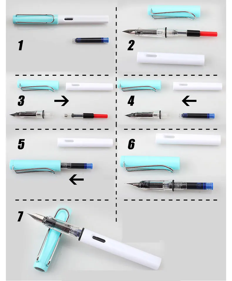 Jeu de stylos à encre mixtes EF 0.38mm, 11 pièces, pointe noir/bleu ...