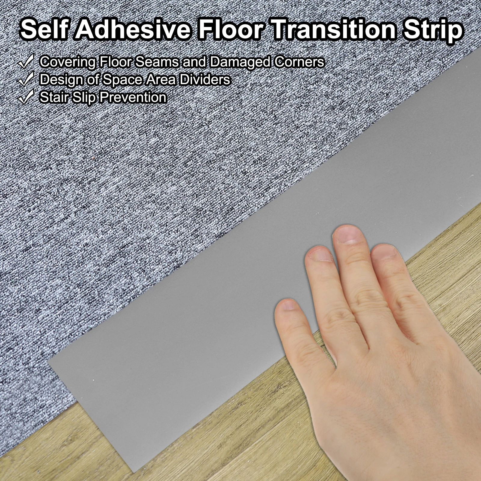 Floor Transition Strip 1m/2m Self Adhesive Laminate Floor Flat Divider ...