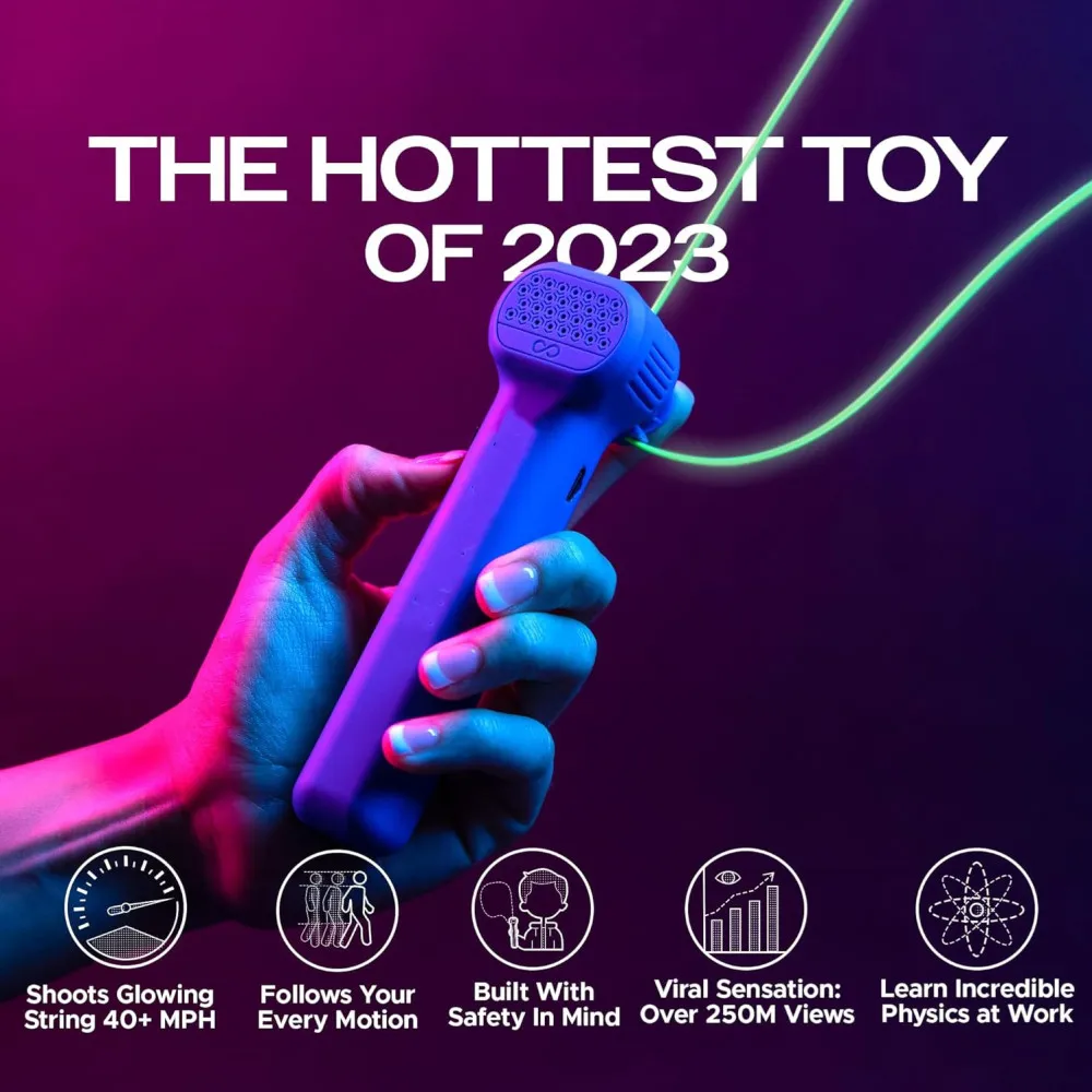 Original Glow-in-The-Dark String Shooter Toy Built-in UV Blacklight Safe Fun Viral Toy Rope ...