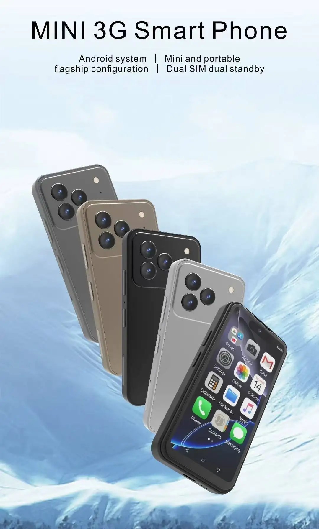 I17 pro Max 3G Mini Smartphone 1GB RAM 16GB ROM 3.79' Android 8.1 2.0MP ...