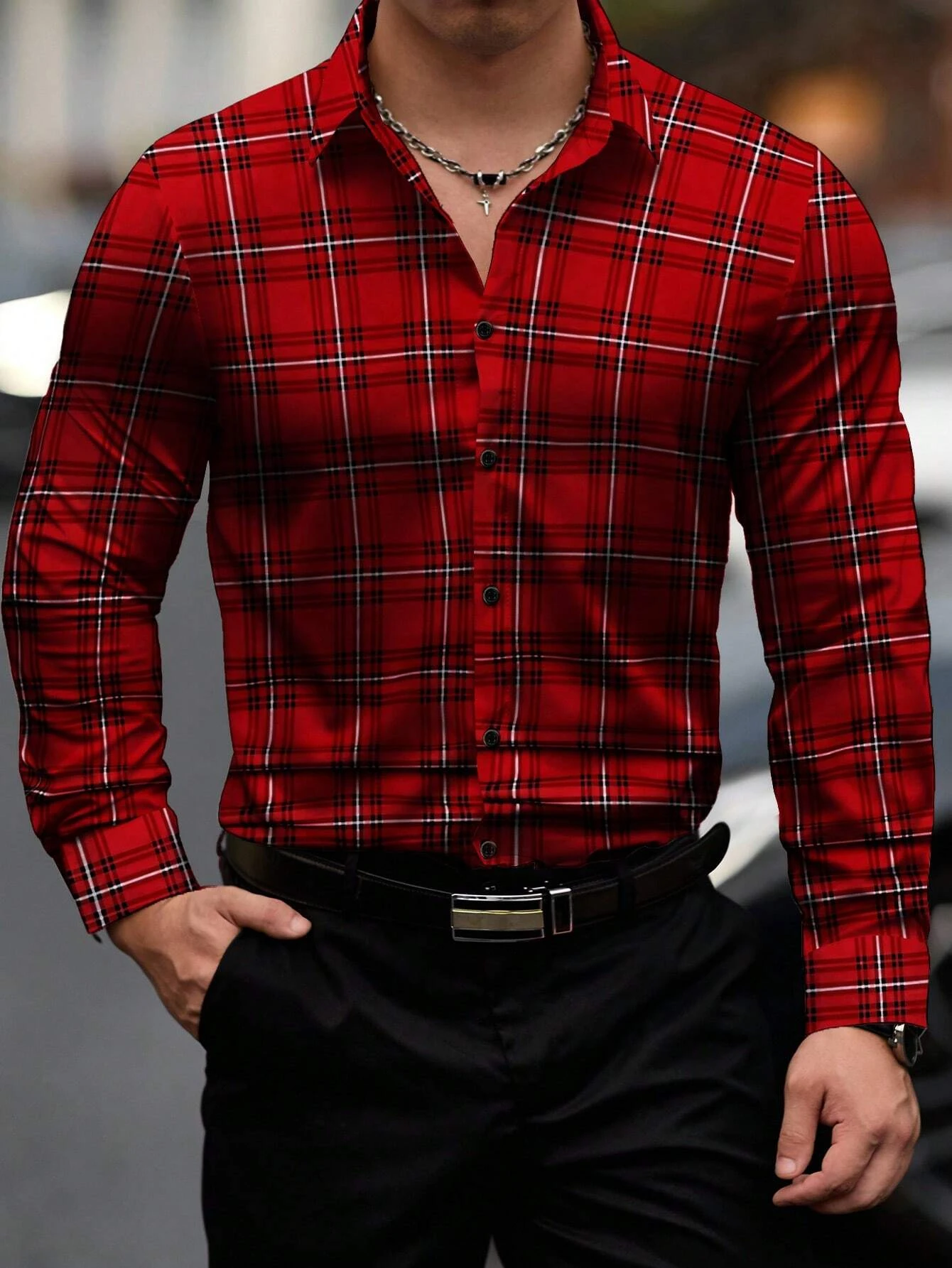 Chemises à manches longues pour hommes Chemises décontractées Chemises ...