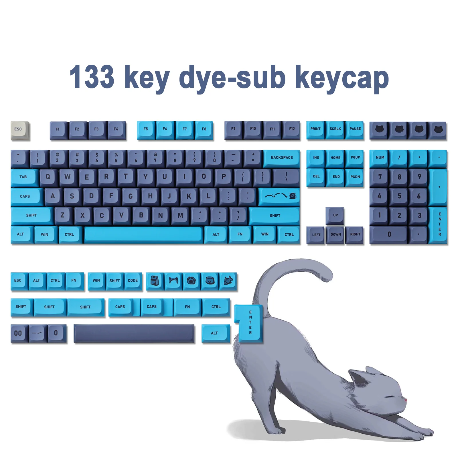 Gmk azul gato keycap 133 chaves pbt keycaps xda sub personalizado dye ...