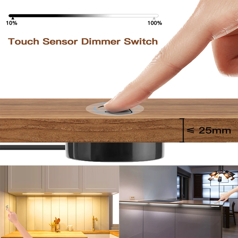Smart Touch Switch Dimmable 12V 5A Penetrable 25mm Painel de Madeira ...