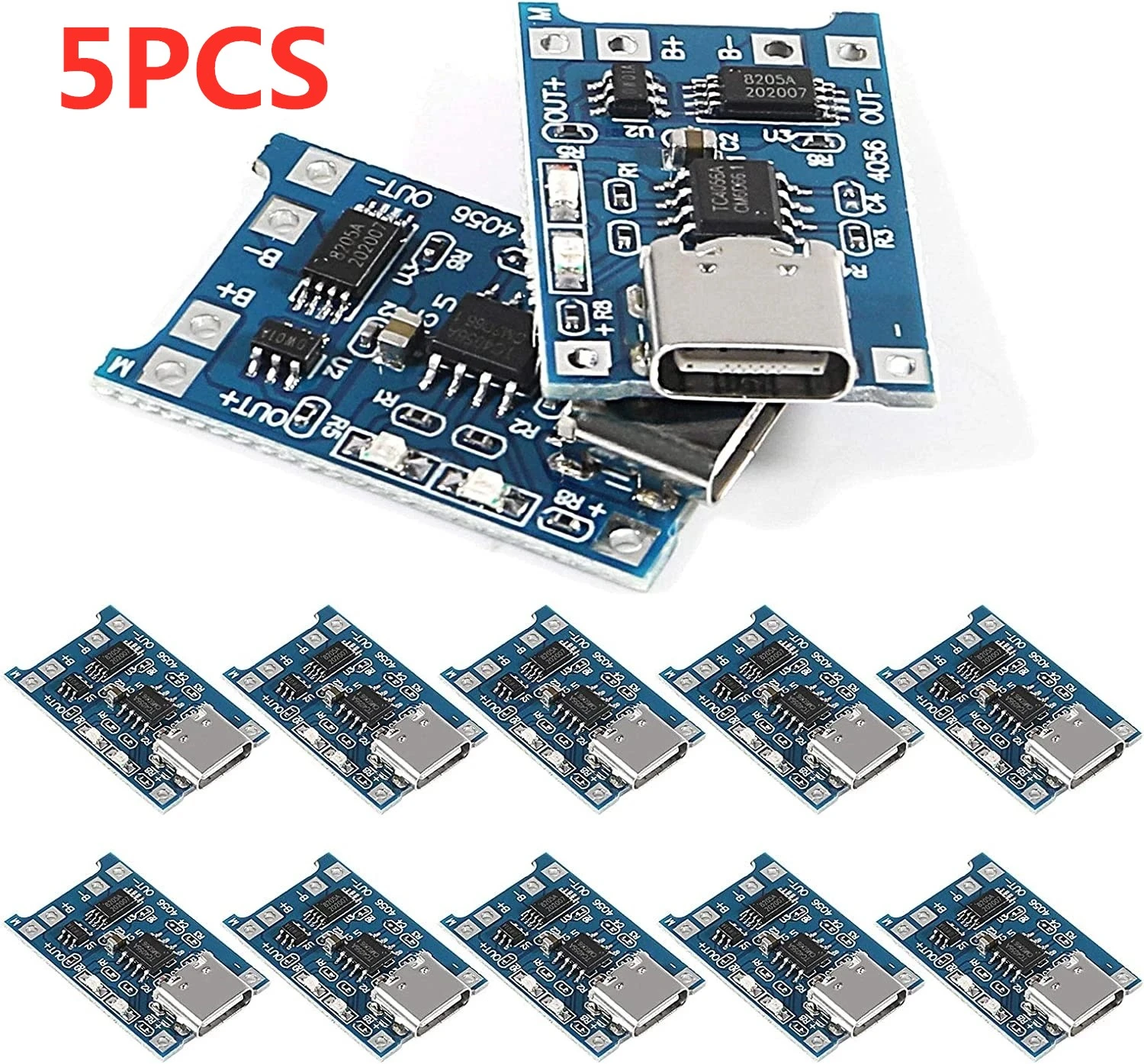 2/5pcs 1a 18650 Lithium Battery Protection Board Type-c/micro/mini Usb ...