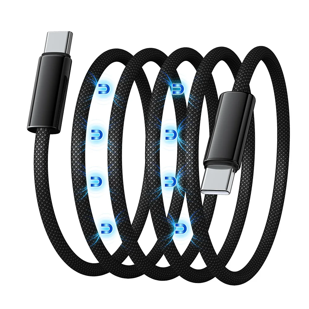 Magnetic-Foldable-240W-Fast-Charging-Cable-Nylon-Braided-USB-C-to-USB-C ...