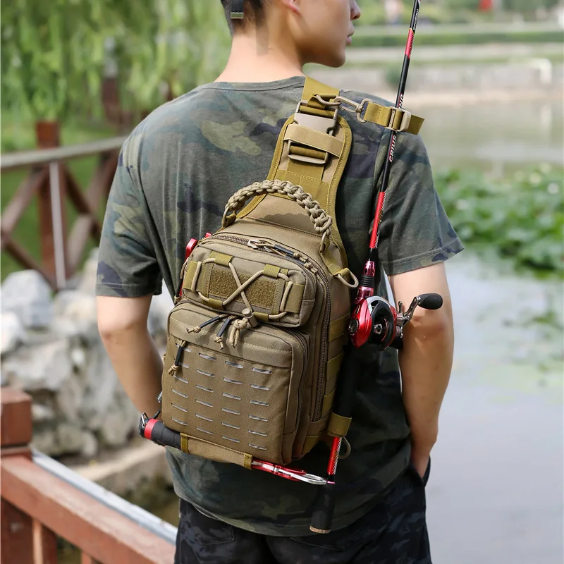 Tactical-Camping-Bag-Backppack-Chest-Sling-Outdoor-FIshing-Lure-Rod-Men ...