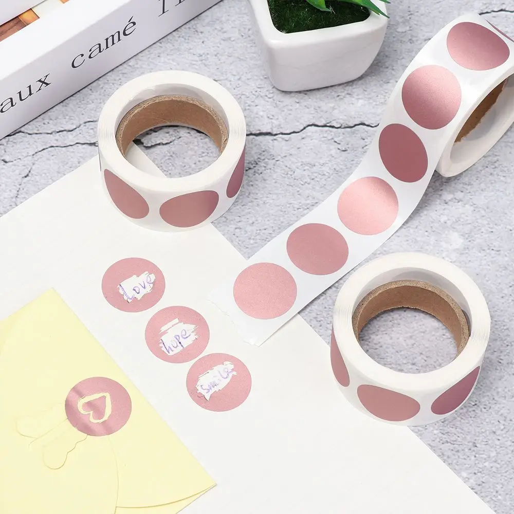 Rollo de pegatinas redondas de oro rosa, papel adhesivo para la ...