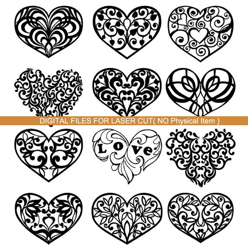 Laser-Cut-Files-Heart-Decor-set-21pcs-Laser-Cut-Vector-File-SVG-DXF-EPS ...