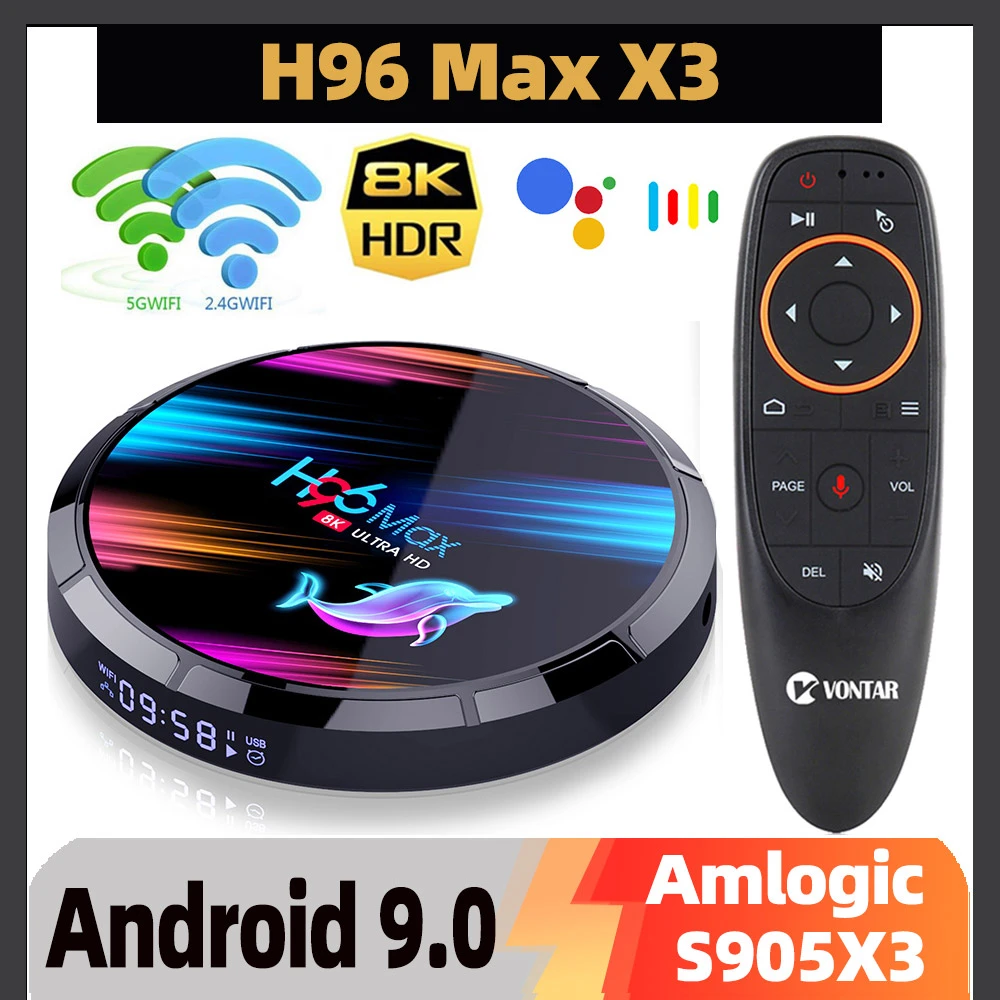H96 Max X3 Smart Android Tv Box Android 9.0 Smart Box 8k Amlogic S905x3 ...