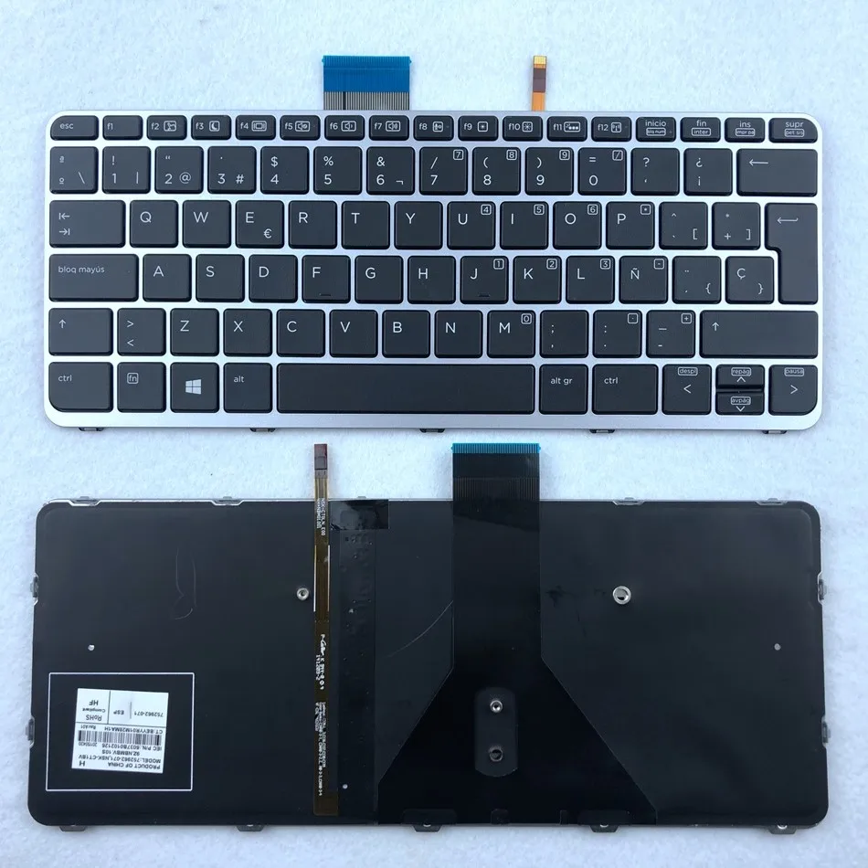 Spanish Backlit Laptop Keyboard For Hp Elitebook Folio 1020 G1 1030 G1 ...