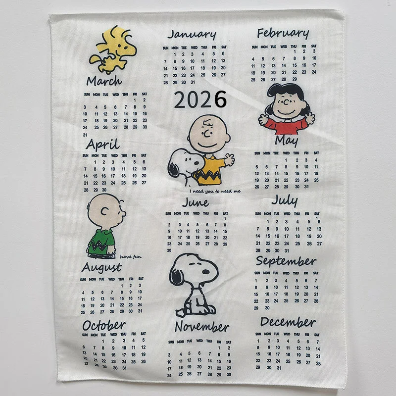Snoopy 2026 Desk Calendar Small Tapestry 2026 Background Cloth Ins Desk ...