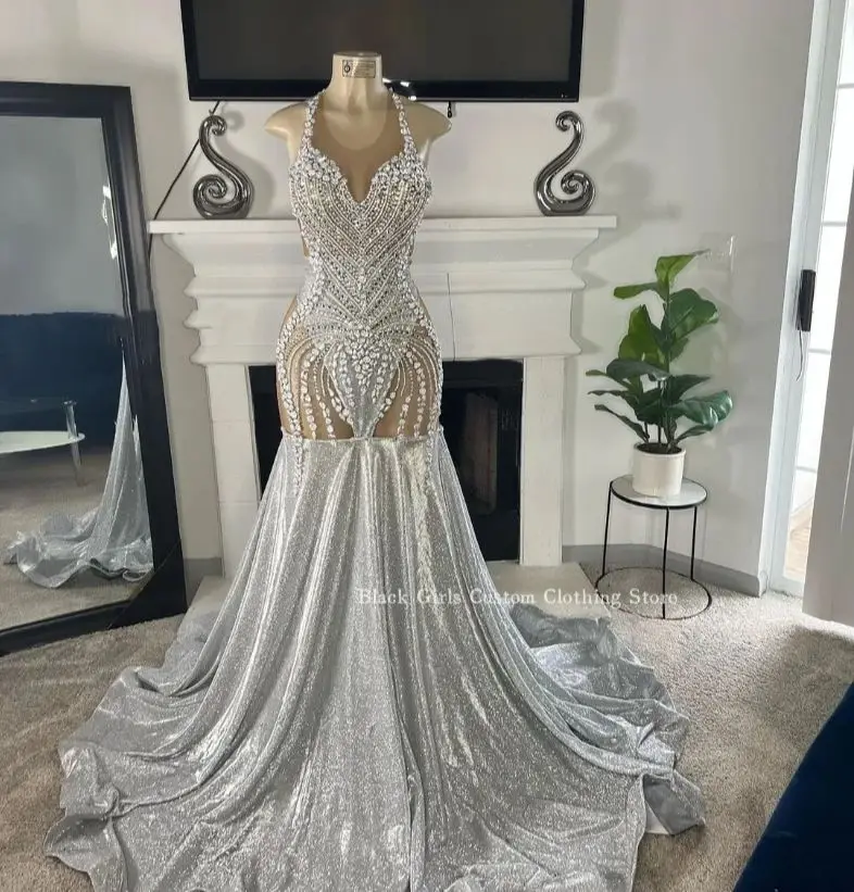 Sexy-Silver-Prom-Dress-2024-Luxury-Diamante-Beaded-Mesh-Sheer-Inlaid ...