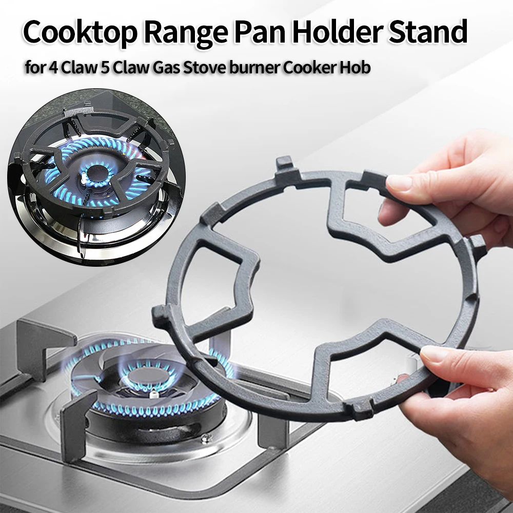 Cooktop Range Pan Holder Stand 8 Slots Cast Iron Wok Support Ring with ...