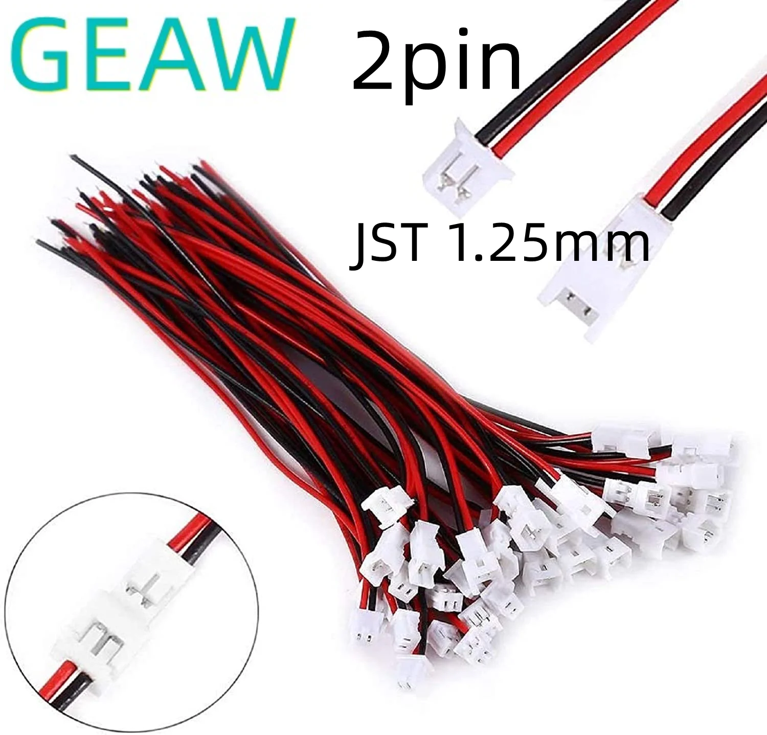 40pcs Micro JST 1.25mm 2 Pin Male & Female Connector Plug with Wire 100mm Wire Cables