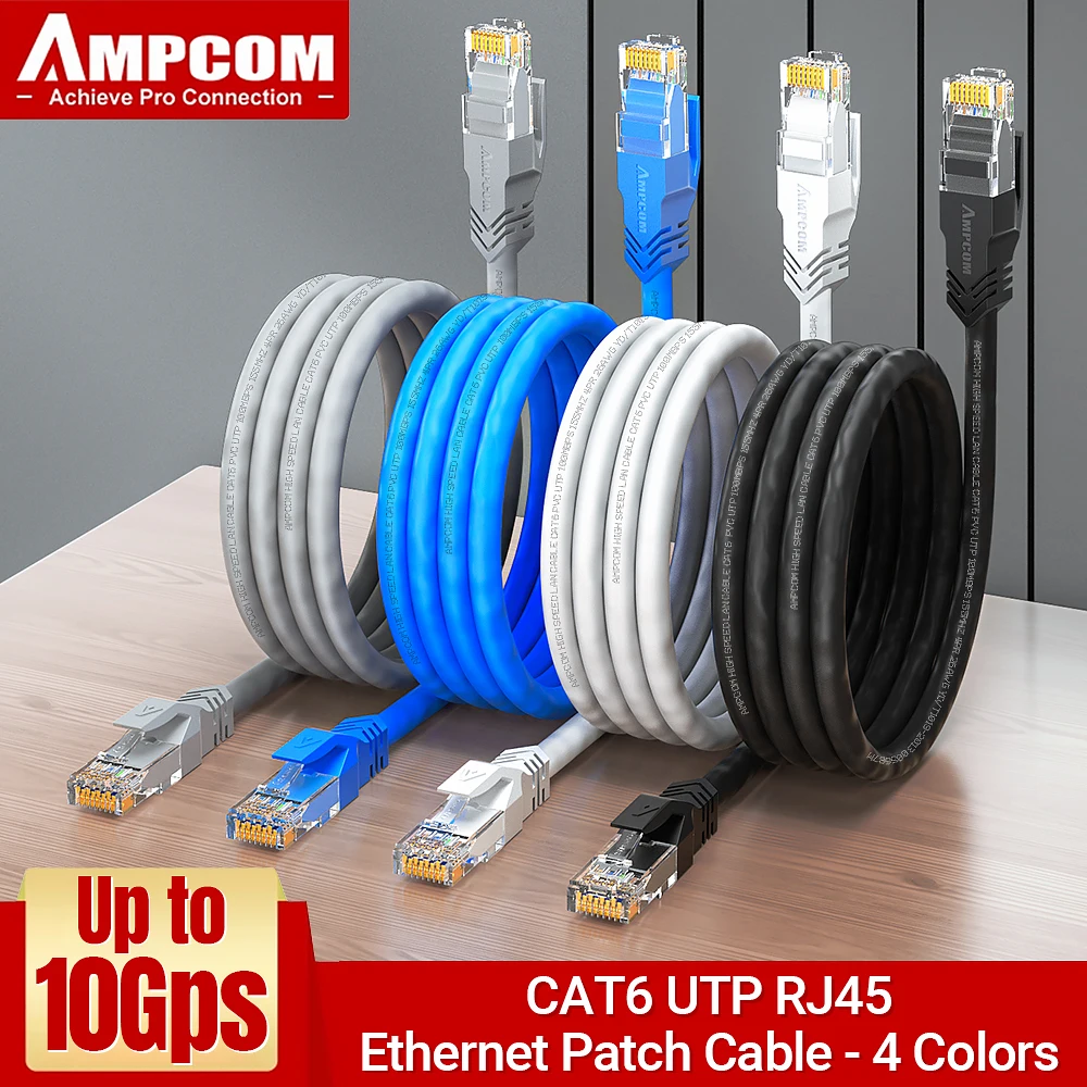 AMPCOM RJ45 Ethernet Cable, Cat6 Lan Cable (24AWG) UTP CAT 6 RJ 45 ...