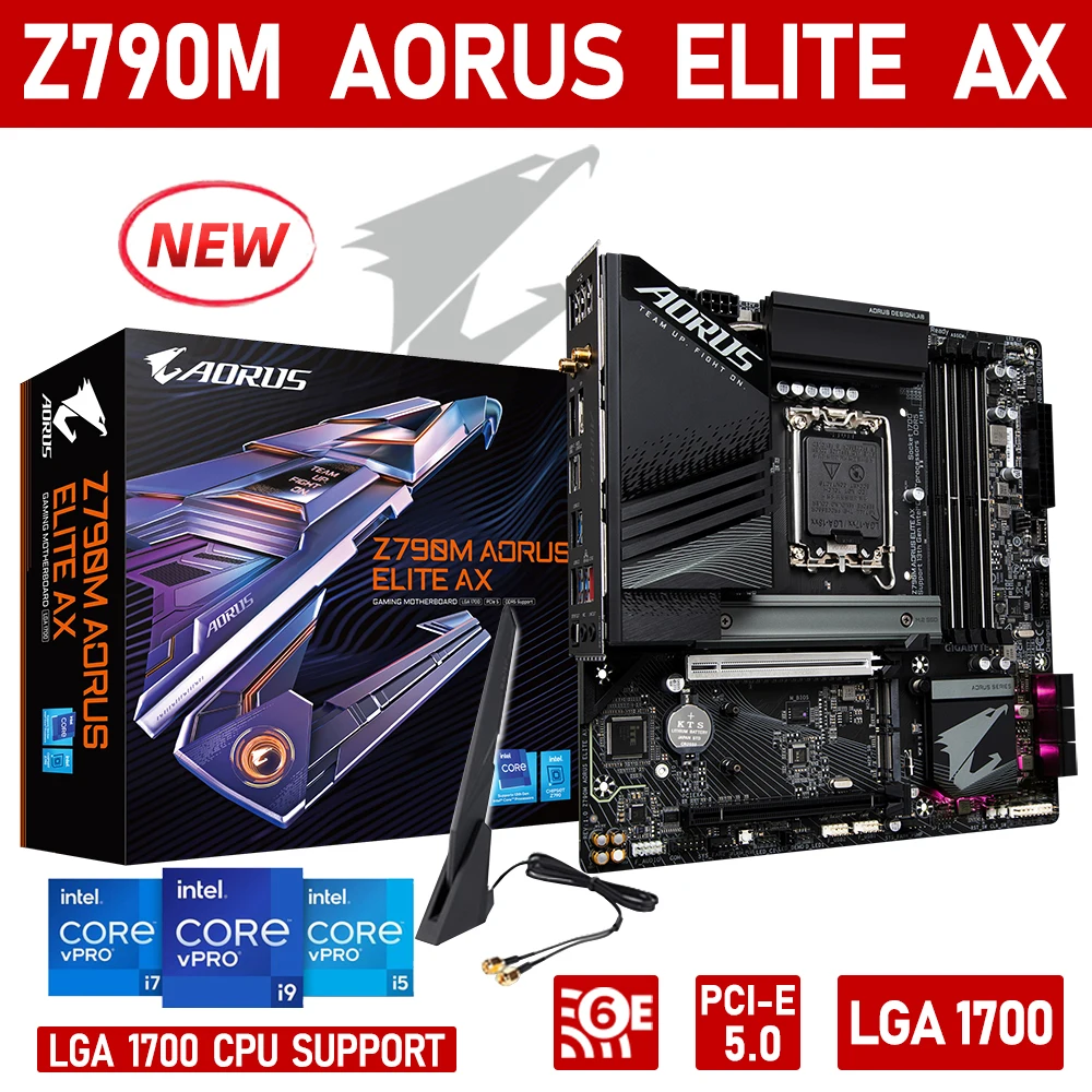 LGA-1700-Gigabyte-Z790M-AORUS-ELITE-AX-WIFI-Motherboard-DDR5-M-ATX-13th ...