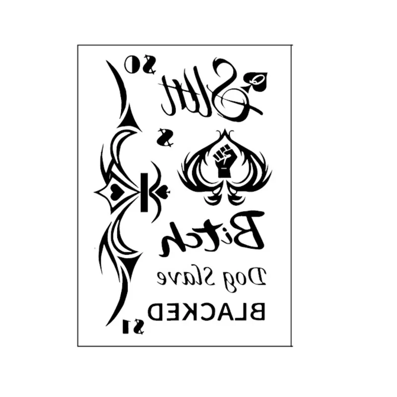 Poker Spades Q Waterproof Temporary Patch Spades BBC Tattoo stickers ...