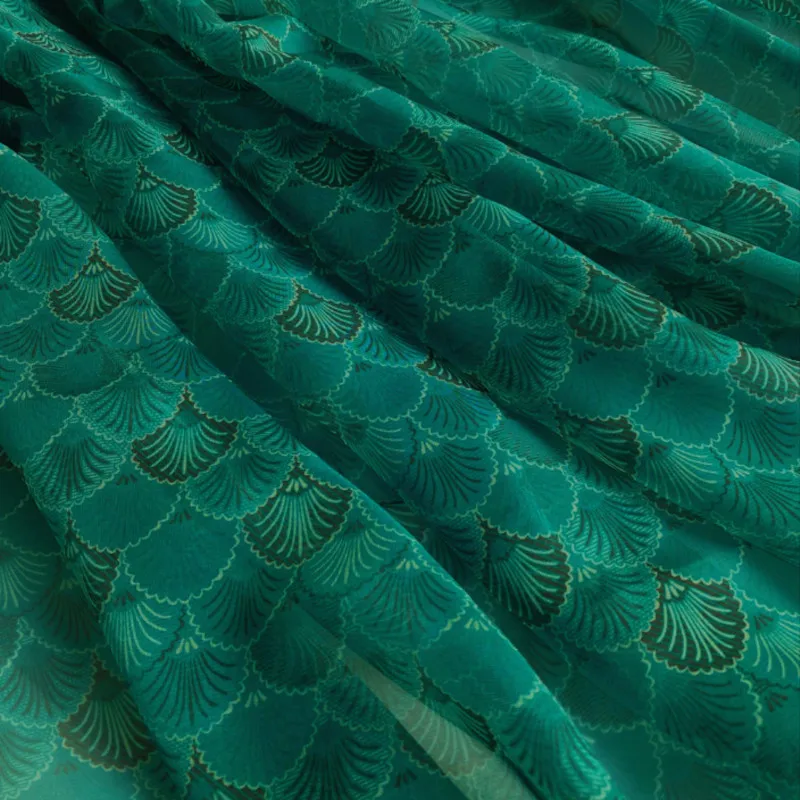 Lightweight Chiffon Printed Fabric with Fish Scale Pattern, Soft Sewing ...