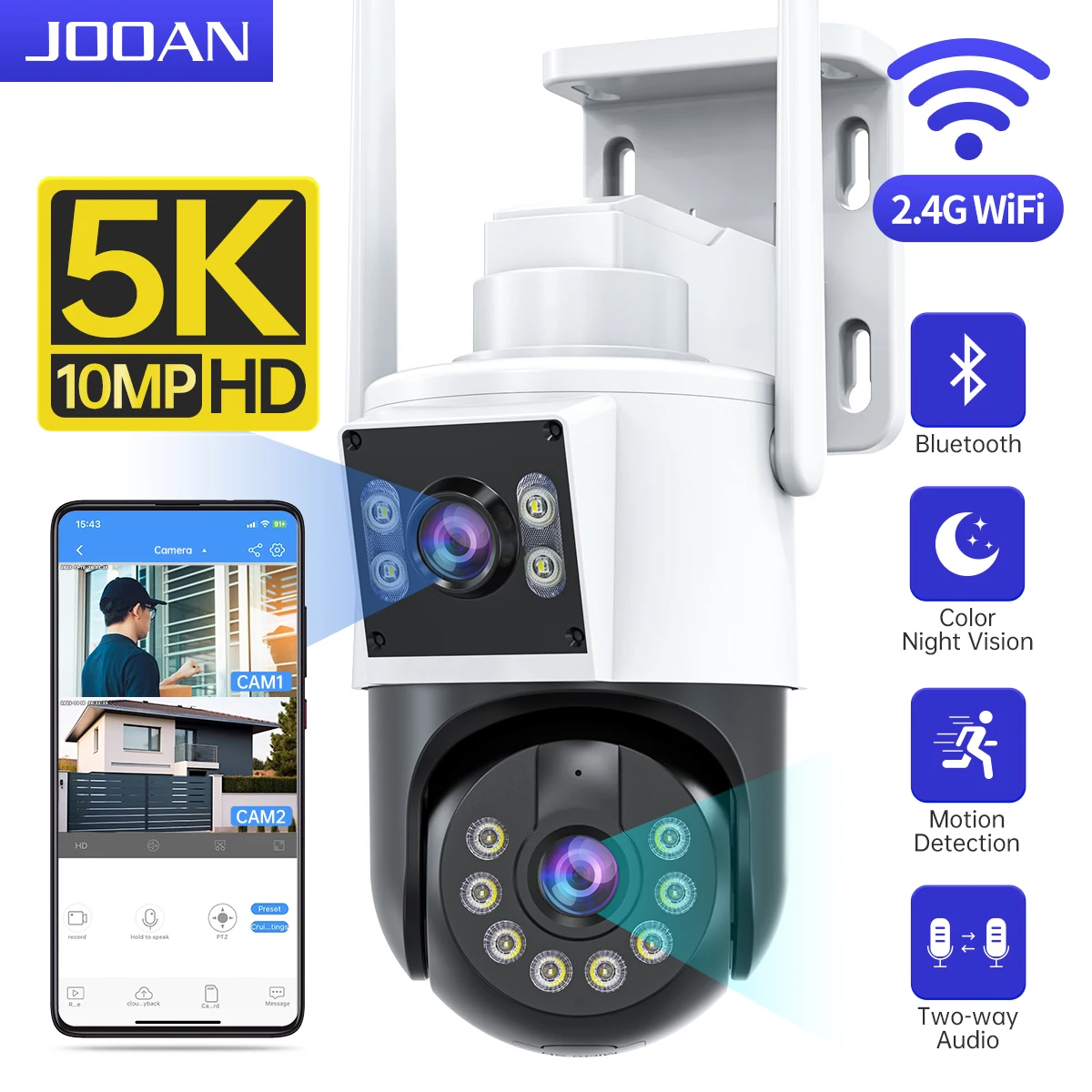 JOOAN-5K-10MP-PTZ-Wifi-Camera-Dual-Lens-Dual-Screen-IP-Camera-Outdoor ...