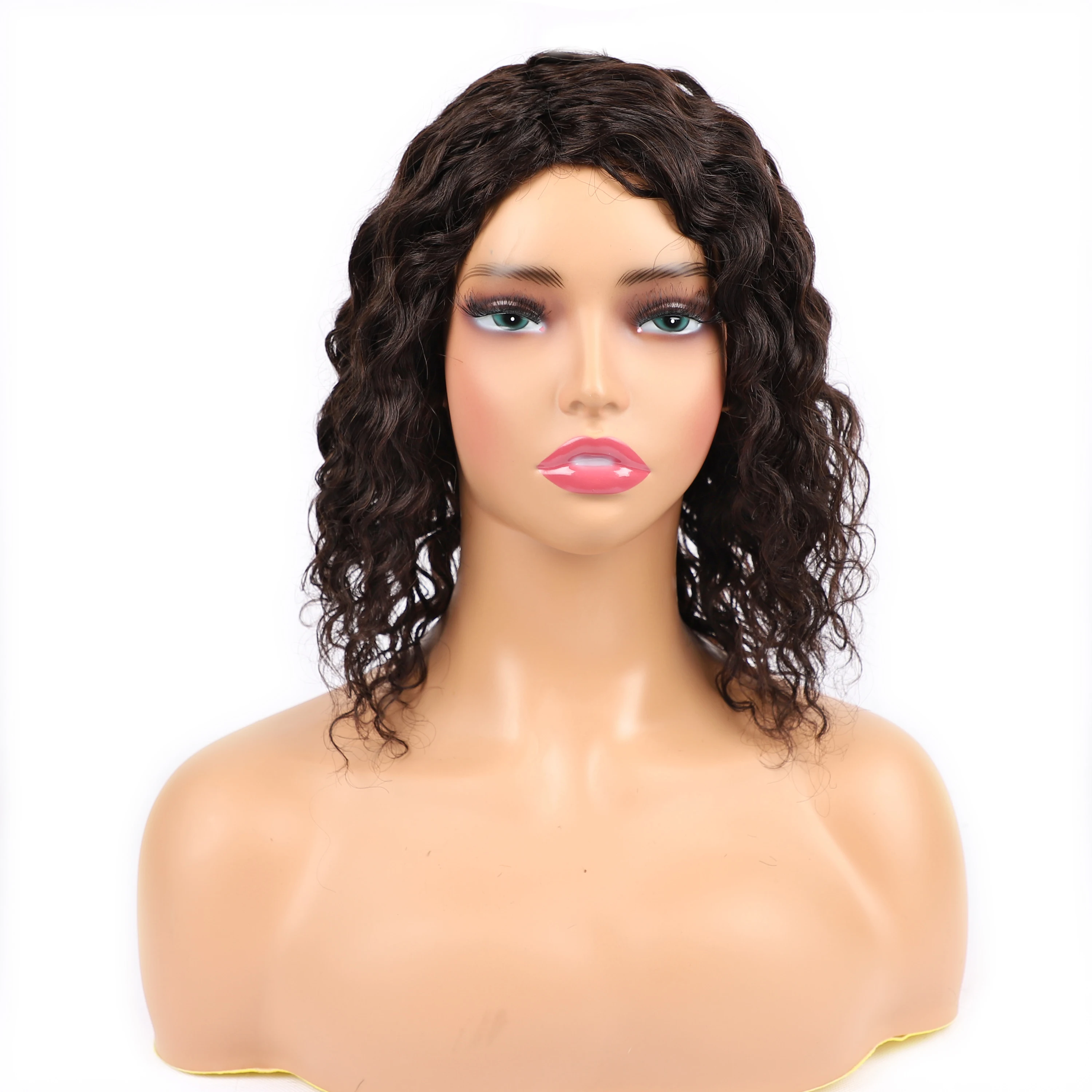 Dark-Brown-Color-Brazilian-Water-Wave-Wig-Non-Lace-Full-Machine-Made ...