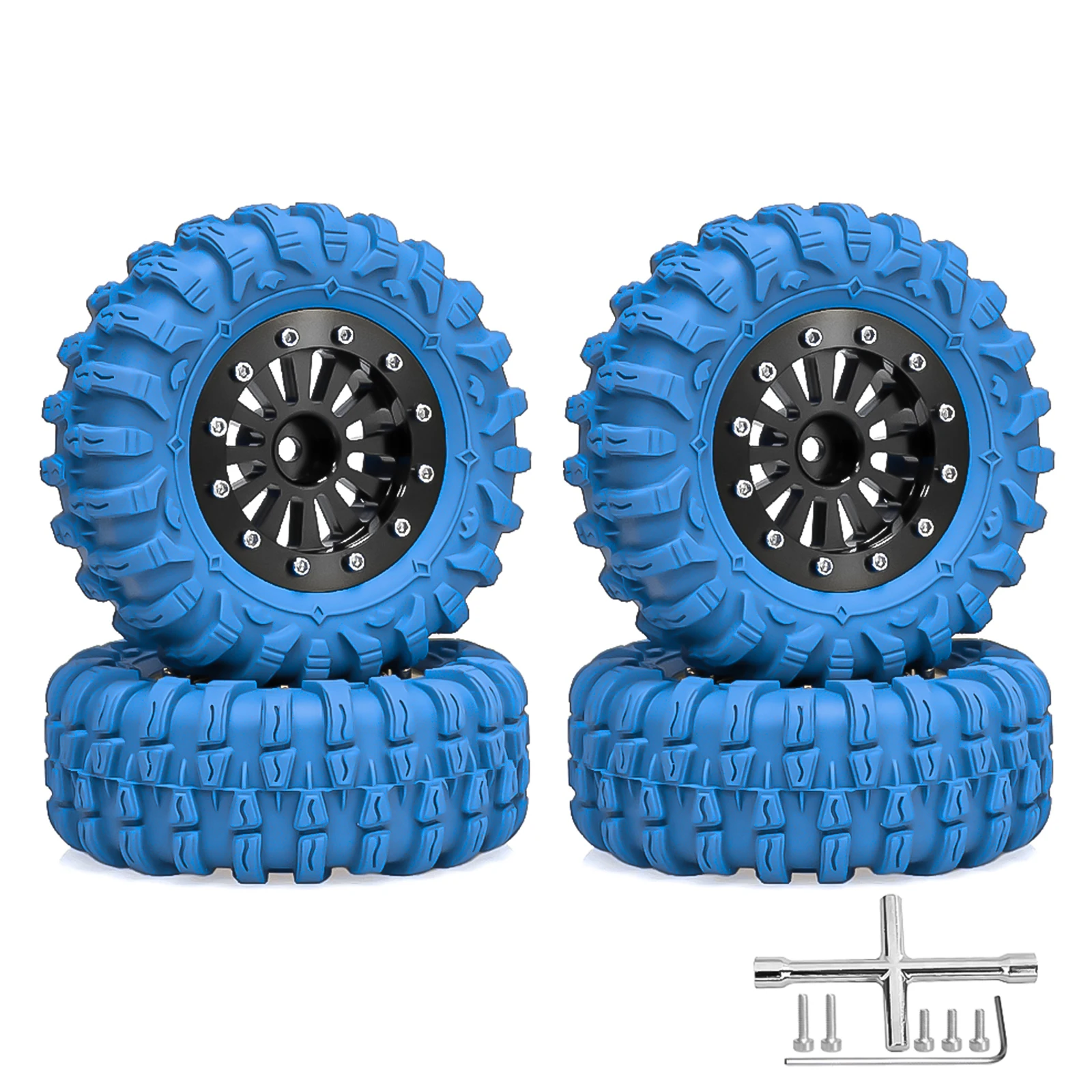 1.3" Crawler Tires Colored 1.45" Aluminum Beadlock Wheels & Mud Terrain ...