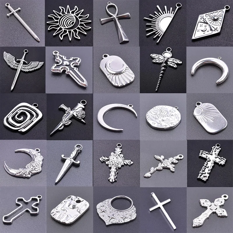 6Pcs-Lot-Stainless-Steel-Goth-Egyptian-Cross-Sword-Dagger-Evil-Eye ...